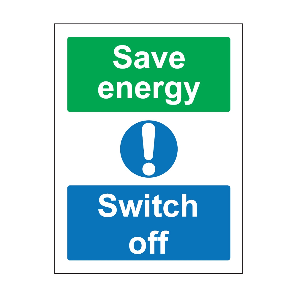Save energy Switch off-100mm x 75mm-Self Adhesive Vinyl Sign | Tiger ...