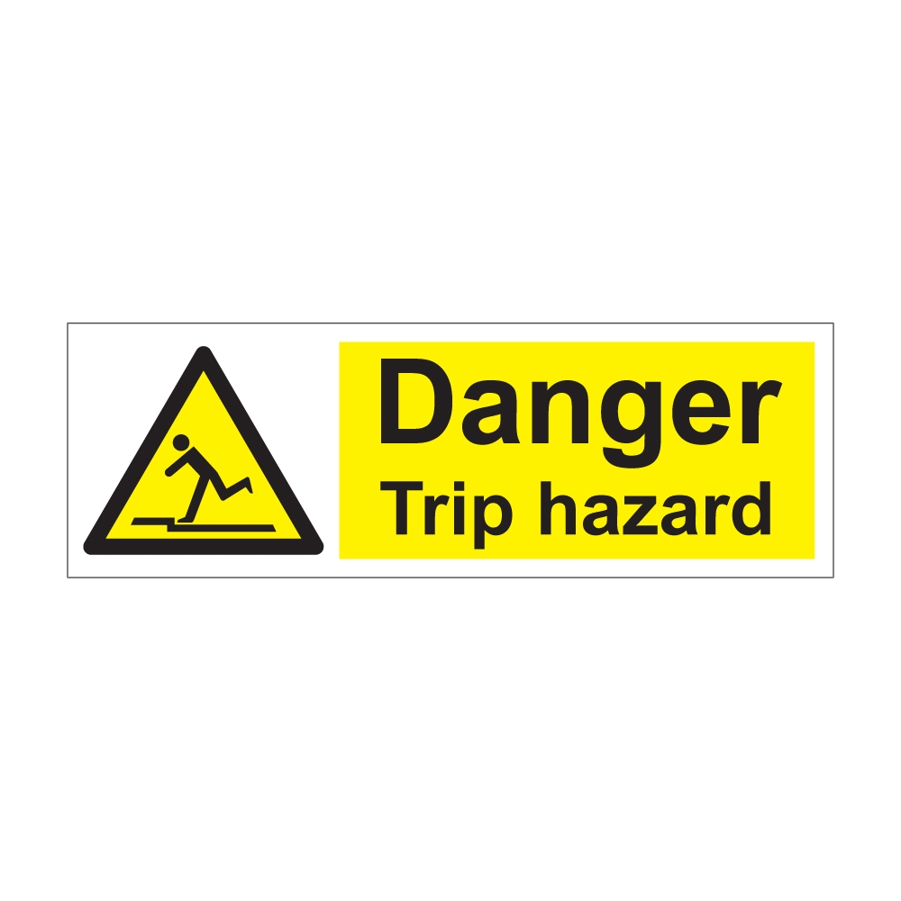 Danger trip hazard 300mm x 100mm - Self Adhesive Vinyl Sign Sign ...