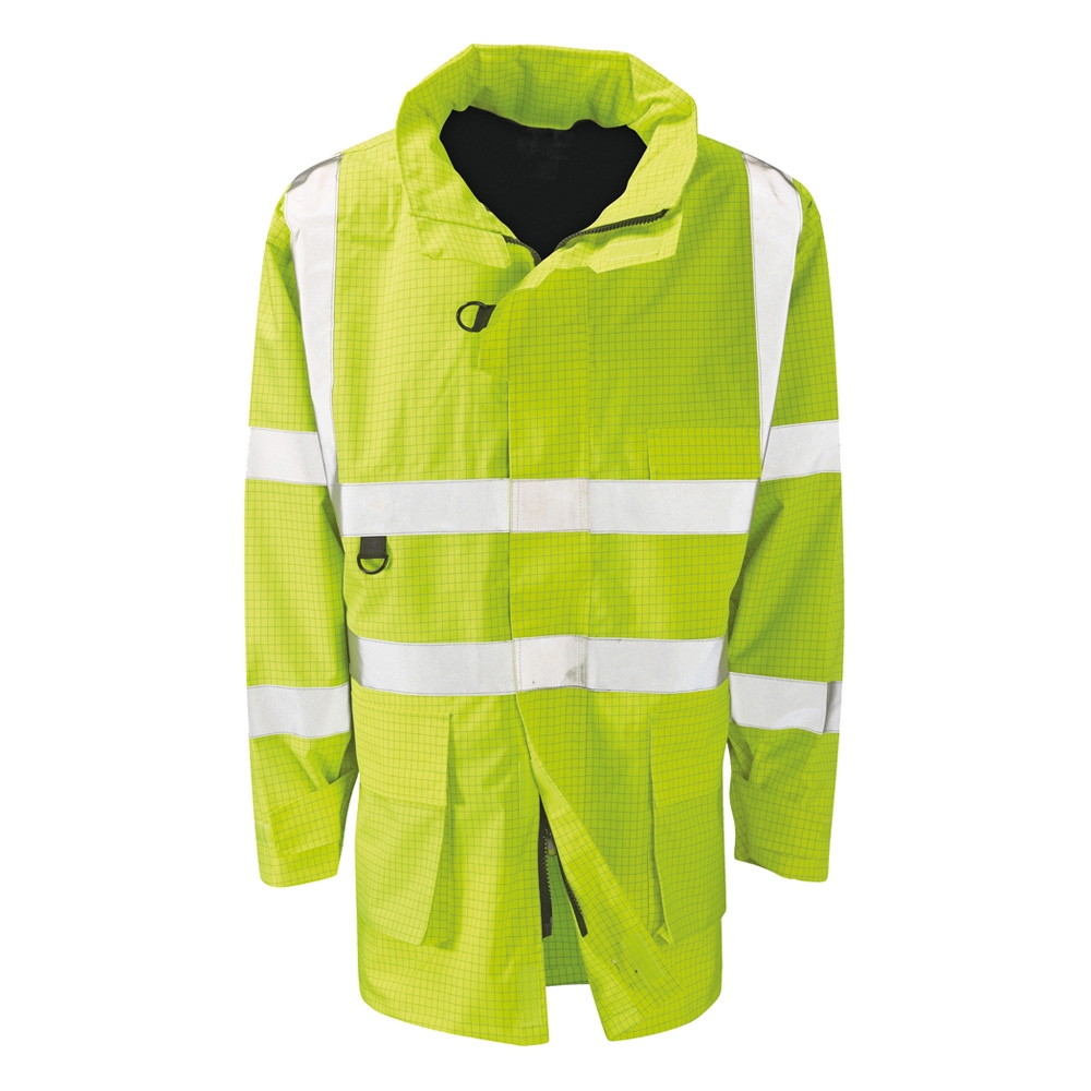 Hi Vis Flame Retardant Anti-Static Waterproof Jacket - Yellow | Tiger ...