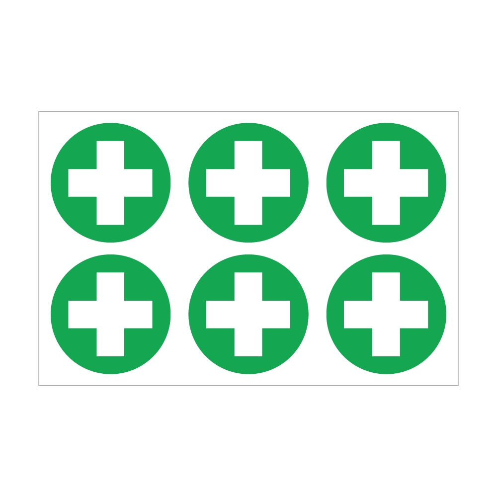 First Aid Cross - 100mm Dia Self Adhesive Vinyl Sticker - Pack of 30 ...