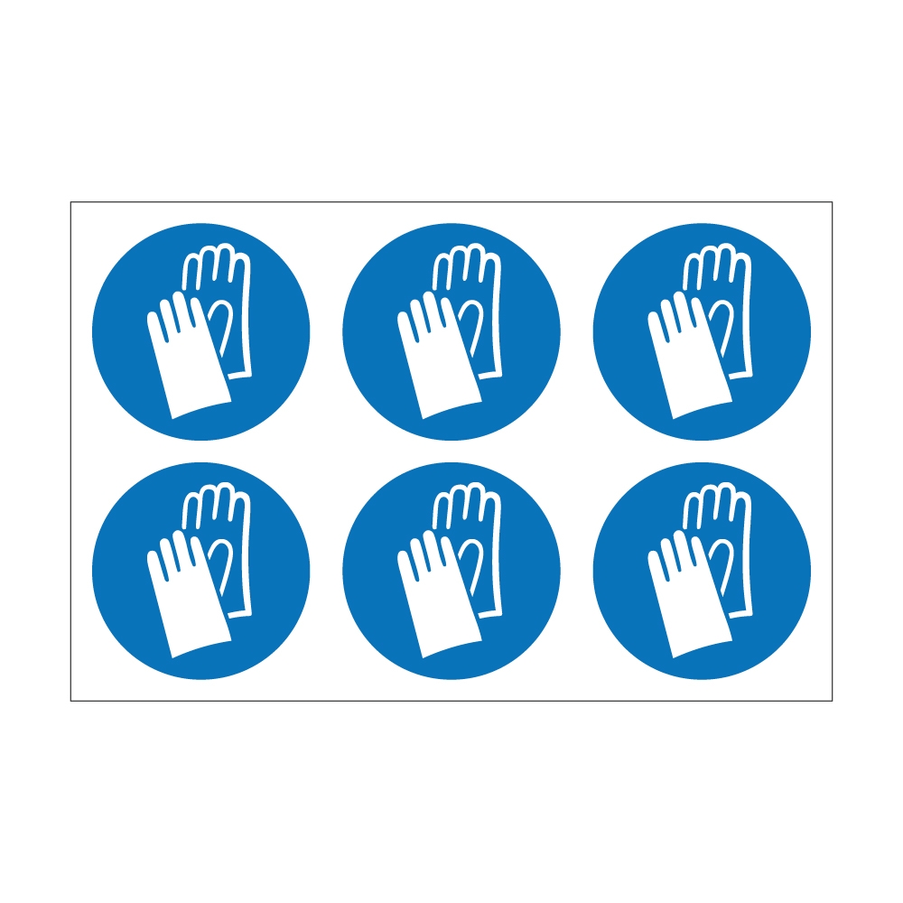 Protective Gloves - 100mm Dia Self Adhesive Vinyl Sticker - Pack of 30 ...
